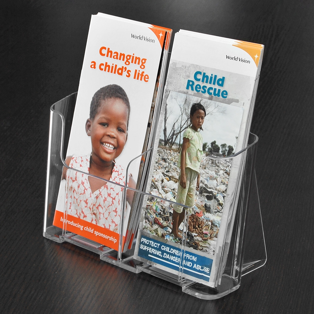 Brochure Holders Acrylic, holds DL size brochures. Dual Pocket ...
