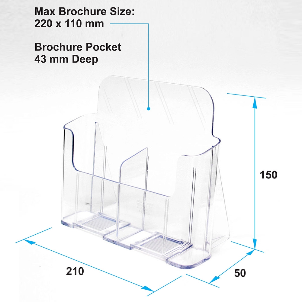 Brochure Holders Acrylic, holds DL size brochures. Dual Pocket ...