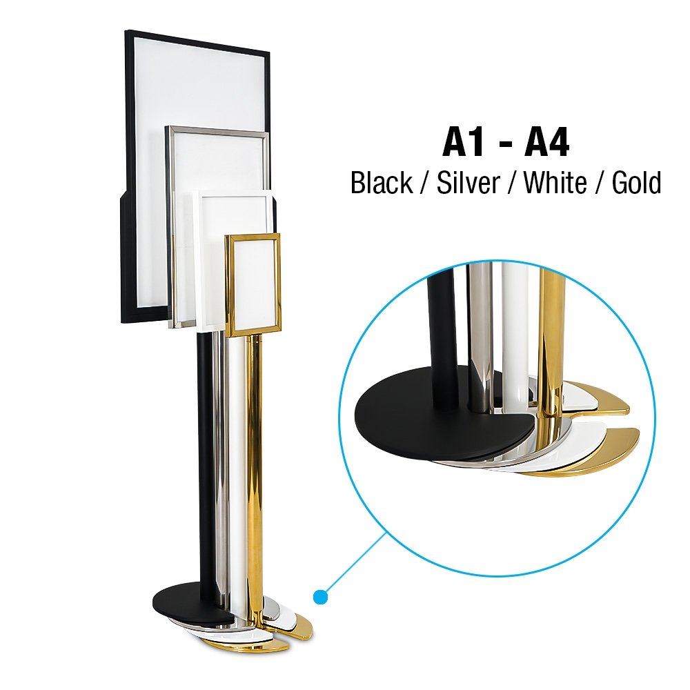 A4 Display Stand - Silver – Compact, 2-Sided & Ships Same Day!