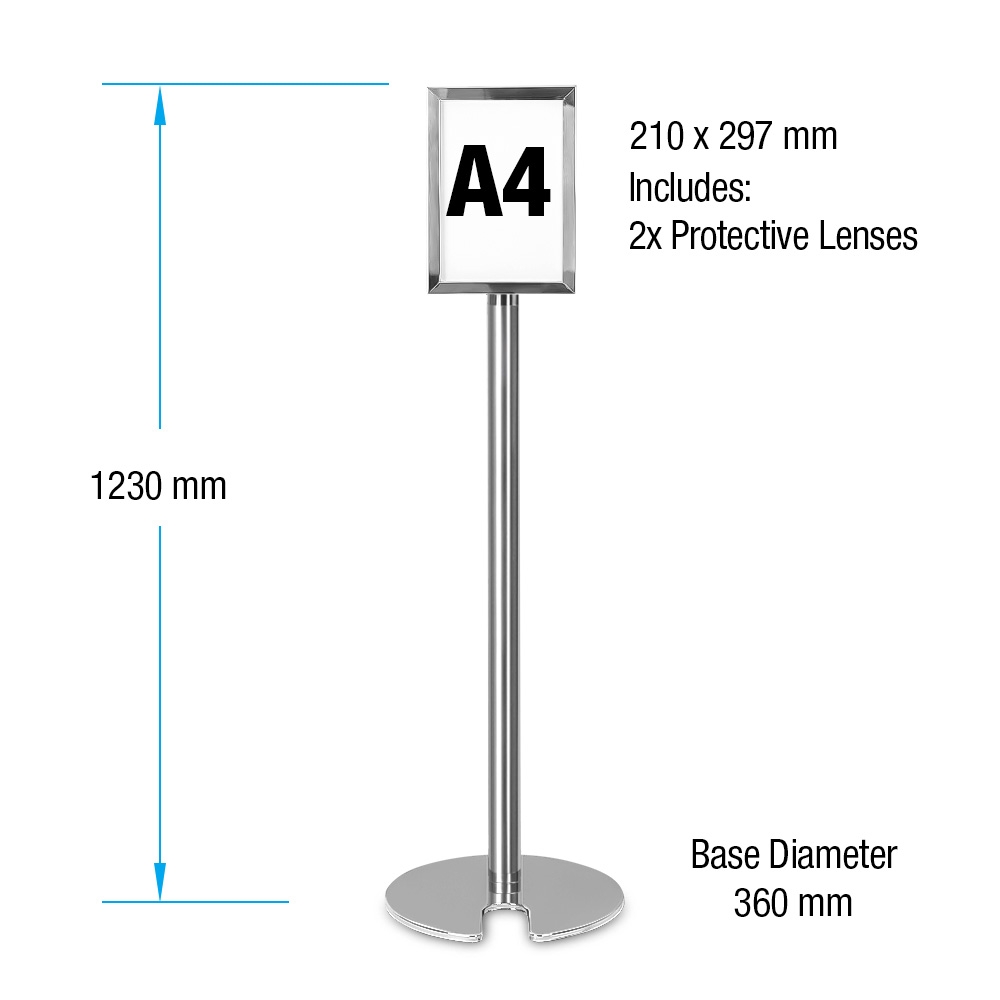 A4 Display Stand - Silver – Compact, 2-Sided & Ships Same Day!