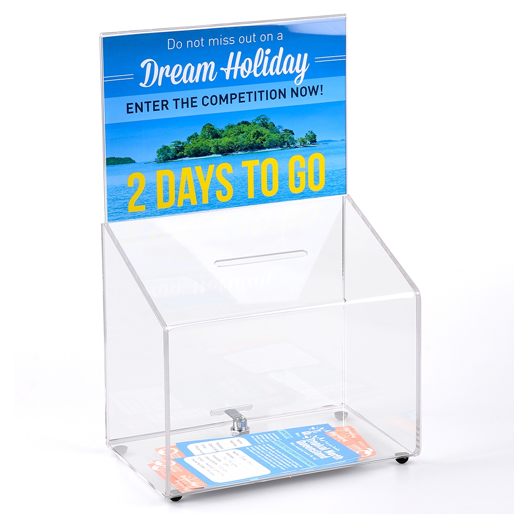 Acrylic Suggestion Box – A4 Header ¦ Slimline Warehouse - Lockable